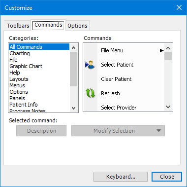 Rearranging toolbar or menu options