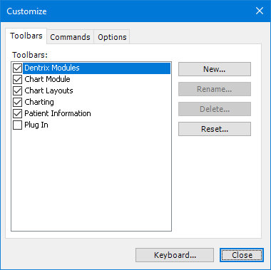 Setting toolbar or menu options