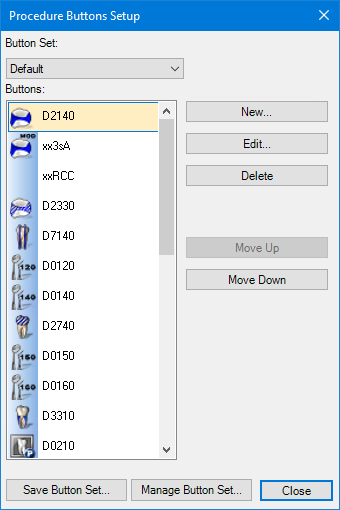 Editing procedure buttons