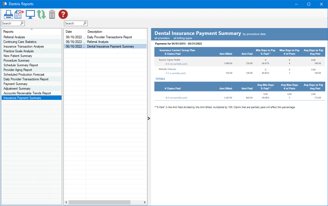 Running an Insurance Payment Summary