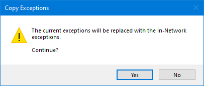 Creating out-of-network exceptions tables