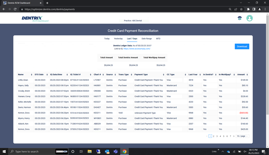 Credit Card Payment Reconciliation Report