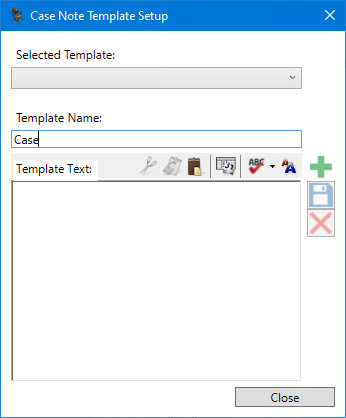Adding case note templates