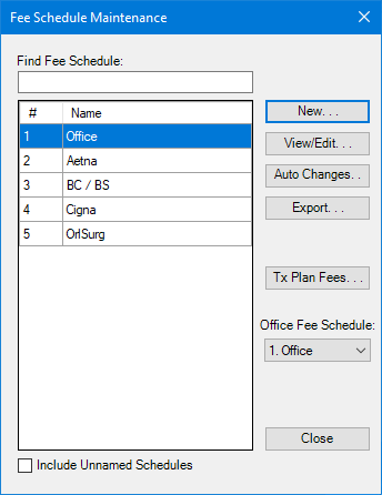 Viewing or editing fee schedules