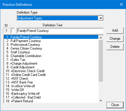 Customizing adjustment types