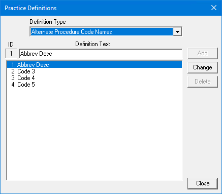 Customizing alternate procedure code names