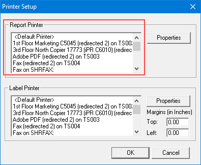 Setting up a reports printer