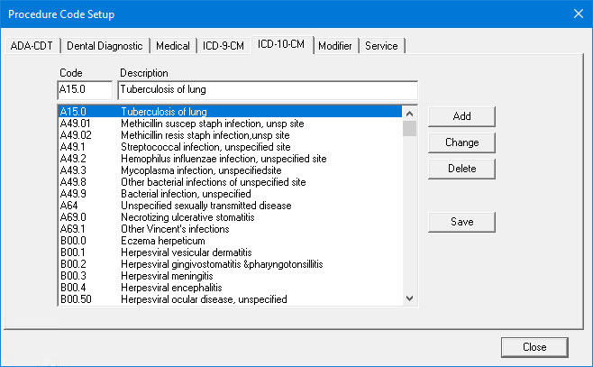 Setting up ICD-10-CM codes