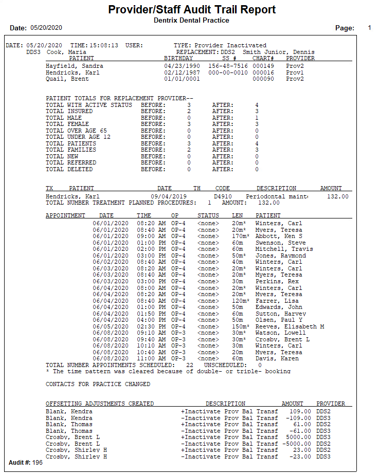 Printing the Provider/Staff Audit Trail Report
