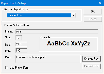Setting up report fonts