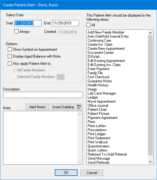 Creating a patient alert