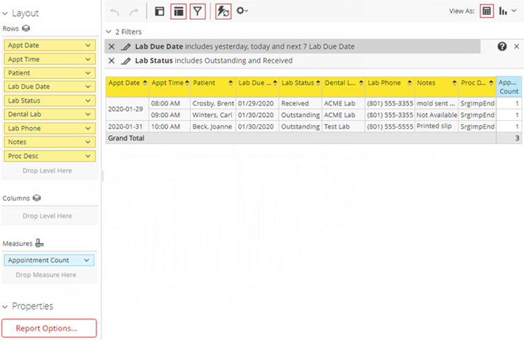 Lab Case - Appointments Report