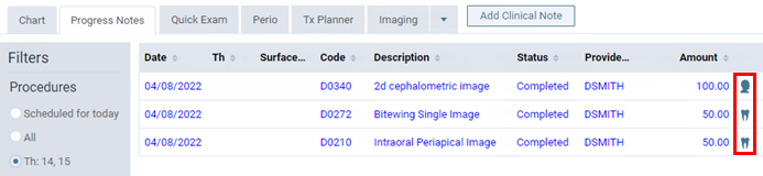 Determining which teeth have images