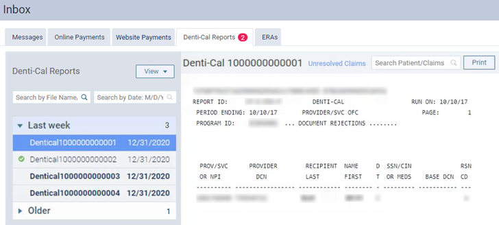 Viewing Denti-Cal reports