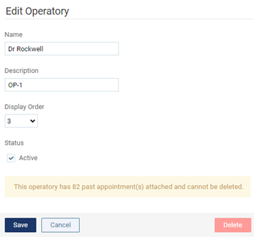 Changing the display order of operatories