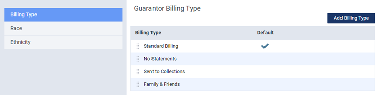 Rearranging billing types