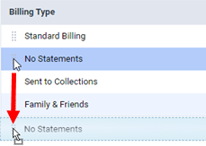 Rearranging billing types