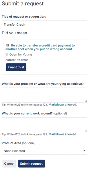 Submitting ideas for features