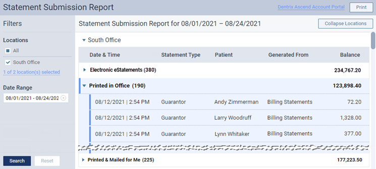 Statement Submission Report
