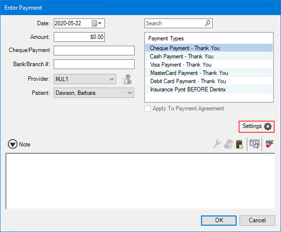 Ledger - Changing the default payment settings