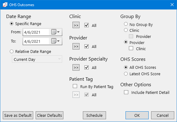 OHS Outcome after Appointment Report