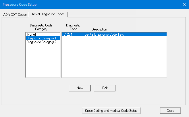 Adding dental diagnostic codes