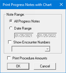 Progress notes with chart printout