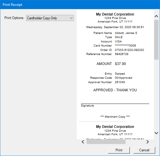 Reprinting credit card receipts (DXE Pay)