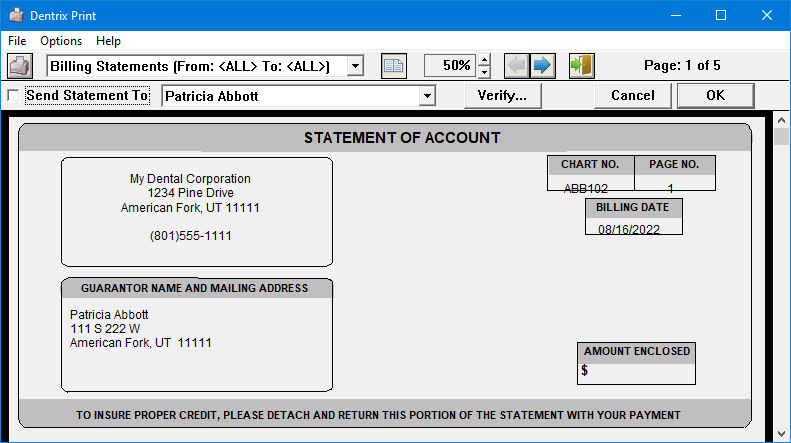 Verifying statements to send