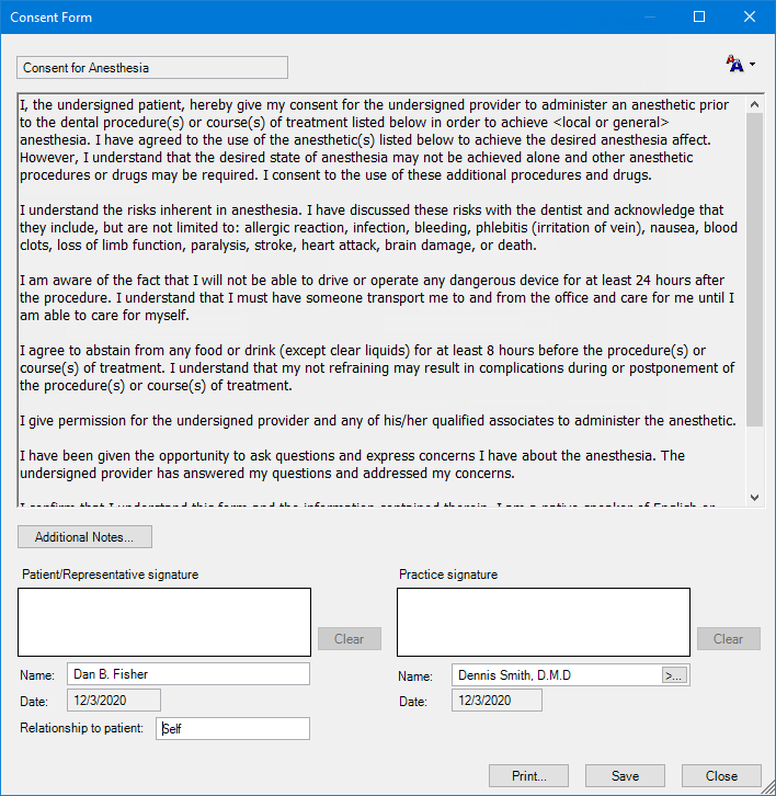 Signing consent forms