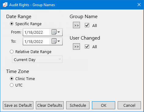 Audit Rights - Group Names Report