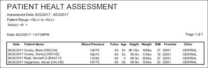 Patient Health Assessment Report