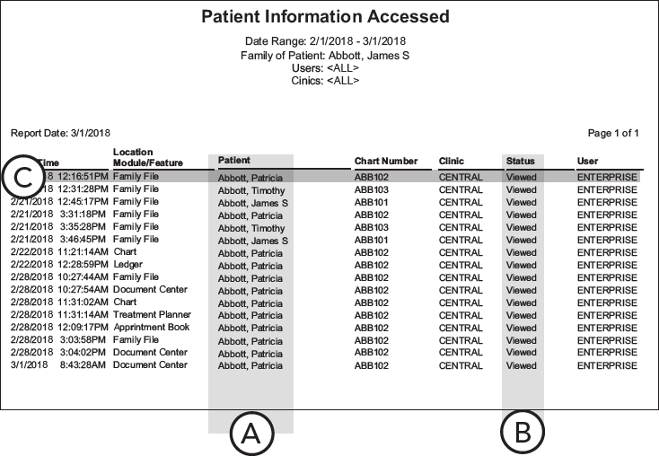 Patient Information Accessed Report