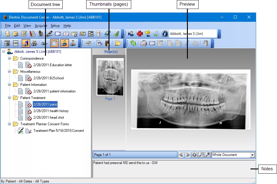 Document Center window overview