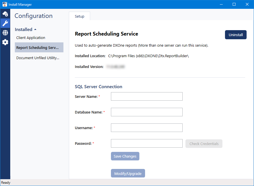 Uninstalling the report scheduling service on a workstation