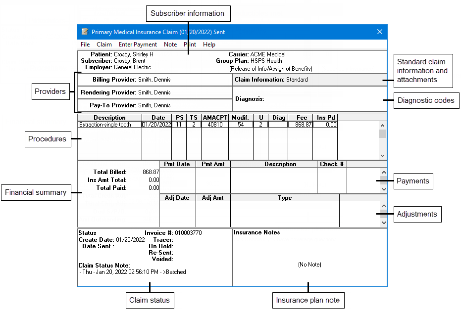 Viewing or editing medical insurance claims