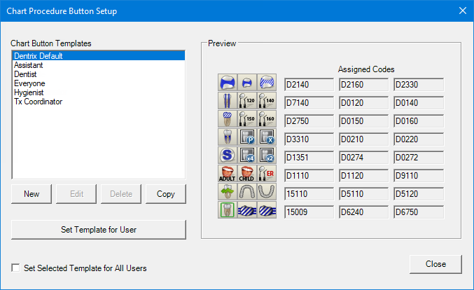 Adding procedure button templates