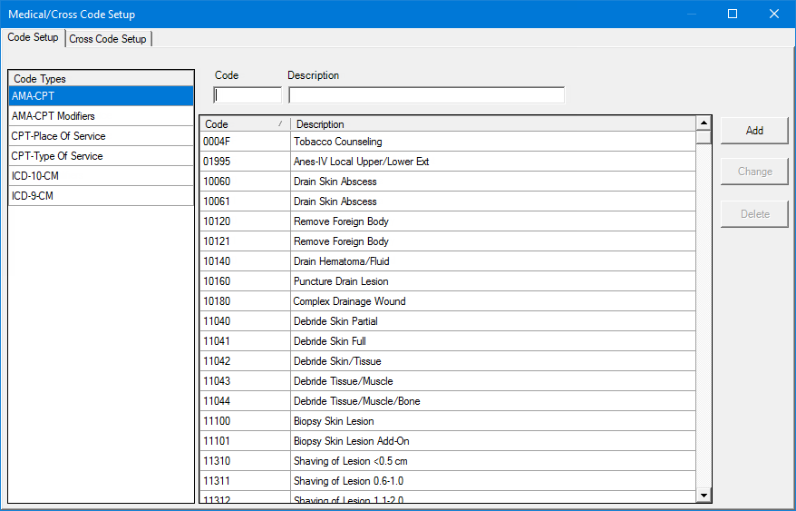 Adding medical codes