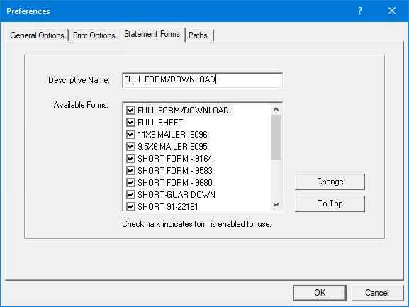 Setting up billing statement forms