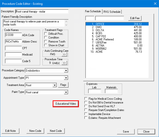 Linking educational videos to procedure codes