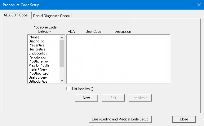 Procedure Code Setup