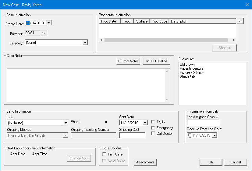 Lab Case manager - Creating lab cases