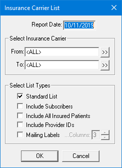 Reports - Creating insurance carrier list reports