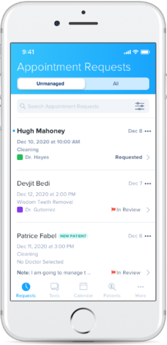 Appointment requests overview (mobile)