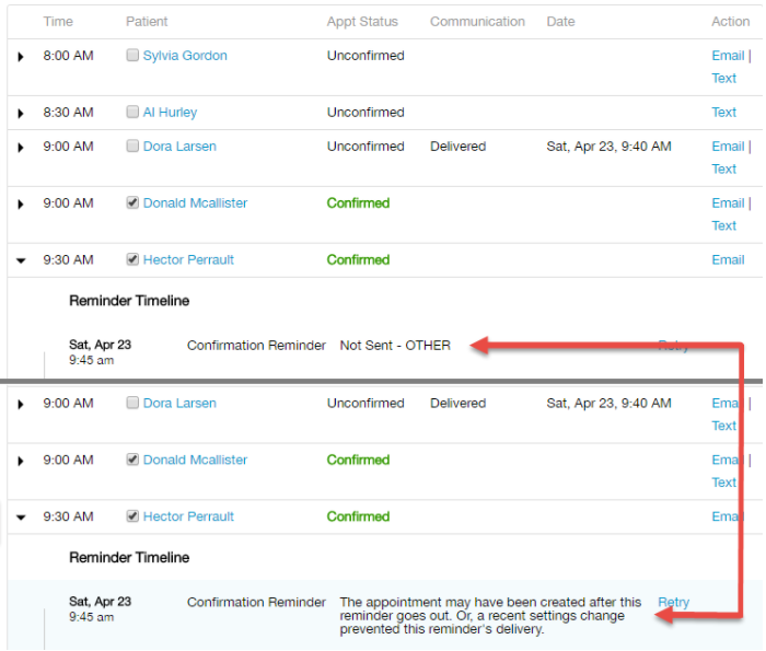 Managing appointment confirmations